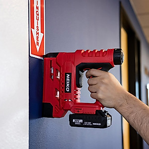NEIKO 02651A Nail Gun Battery Powered Cordless Brad Nailer & Stapler, 18 Gauge, 2 in 1 Rechargeable Staple Gun & Battery Powered Nail, Cordless Nail Gun, 20V 2.0Ah, Electric Cordless Finish Nailer