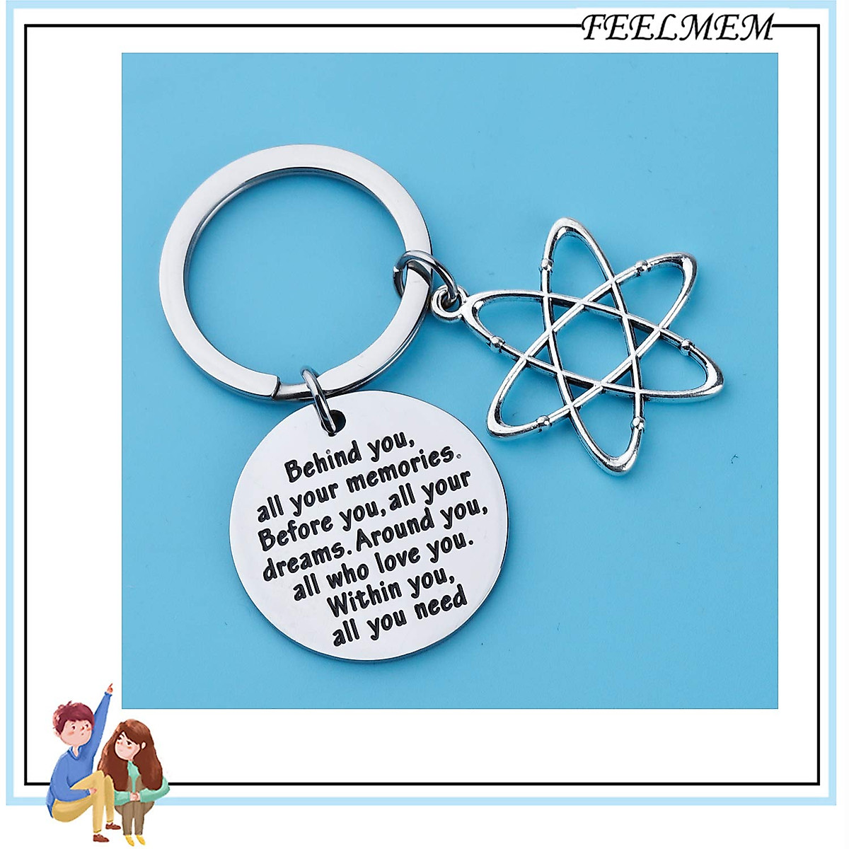FEELMEM Atom Science Keychain Chemist Gift Future Scientist Gift Behind You All Your Memories Atomic Science Gift Science Student Graduation Gift