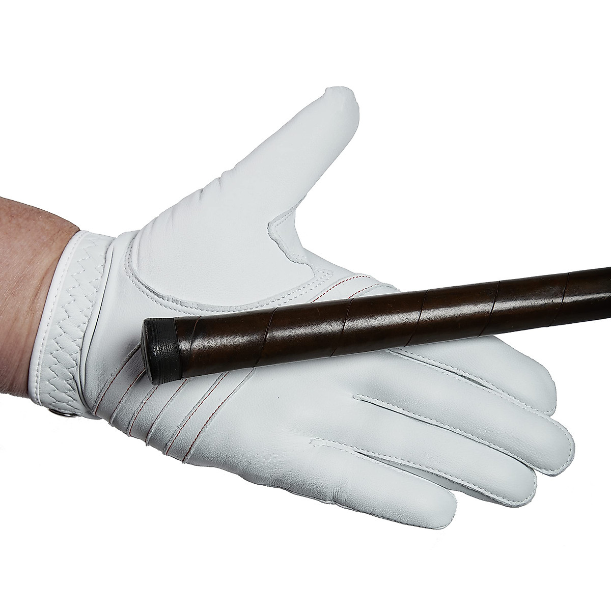 Nice Shot Trident Golf Glove with Power Grip Strips in Premium White Cabretta Leather Men's Left Hand - XLarge