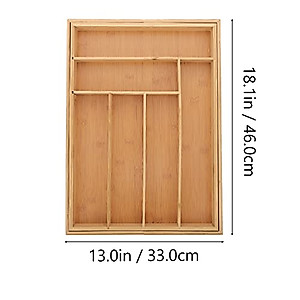 Cabilock Black Walnut Utensil Drawer Organizer Compartment Rustic Cutlery Tray Silverware Holder Tableware Chopstick Spoon Box for Kitchen Home Dining Room 35. 8cmX26cmX4. 6cm