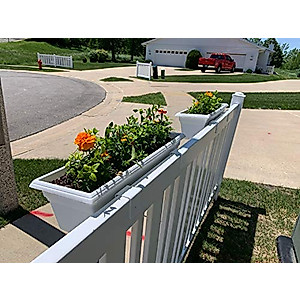 MIDE Products Aluminum Slip-on Flower Box Holders, for 1-3/4 inch to 2-1/8 inch Fence/Railing, White, Pair