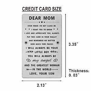 SOUSYOKYO Mom Christmas Card from Son, Thank You Mom Wallet Card from Son, Personalized Mom Wedding Birthday Gift from Son, Unique Mom Long Distance Present