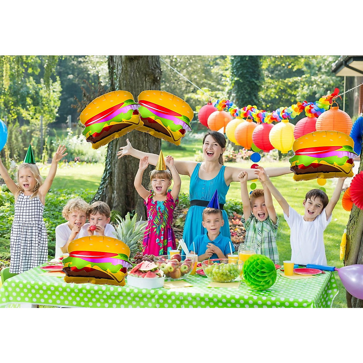 2PCS Hamburger Balloons Foil Aluminum Food Balloon Birthday Party Decorations