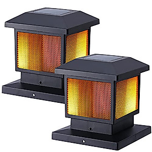 Glintoper 2 Pack Solar Fence Post Lights Outdoor, Solar Powered Post Cap Lights, High Brightness SMD LED Decorative Lighting Waterproof for 4x4, 5x5 or 6x6 Wood Posts, Patio Yard Landscape Decor