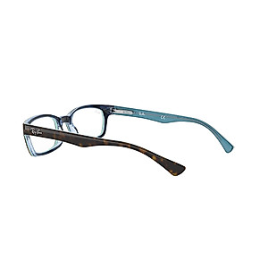 Ray-Ban RX5150 Rectangular Prescription Eyeglass Frames, Havana On Transparent Azure/Demo Lens, 50 mm