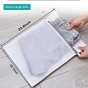 3PCS Durable Honeycomb Mesh Laundry Bags Wash Bags for Lingerie Stockings,Polyester Fine Mesh Fabric Cord Bag for College,Dorm,Storage() (19.7"×23.6“)