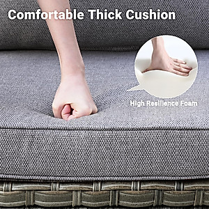 ovios Patio Furniture Set 5-Pieces Outdoor Wicker Sofa Couch with Comfortable Cushions Rattan Conversation Set for Backyard Deck Porch, Dark Grey