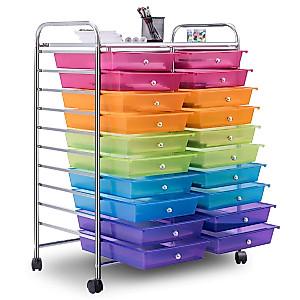 Giantex 20 Drawer Rolling Storage Cart Tools Scrapbook Paper Office School Organizer, Multicolor