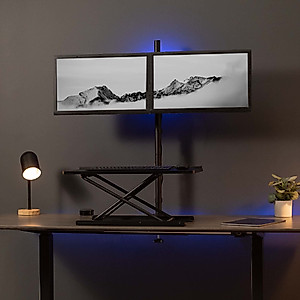 VIVO Dual Monitor Stand Up Desk Mount Extra Tall 39 inch Pole, Fully Adjustable Stand for up to 27 inch Screens, Black, STAND-V012
