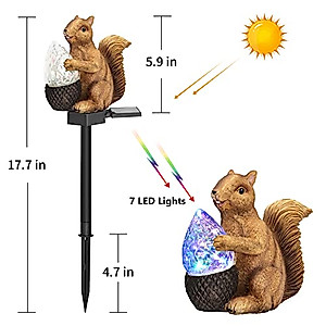 Garden Stake Solar Light Outdoor Decorative Cute Squirrel Solar Powered Figurine Light Waterproof Statue with Solar Led Light for Outside Decor Yard Lawn Garden Ornaments Gifts for Mom Women