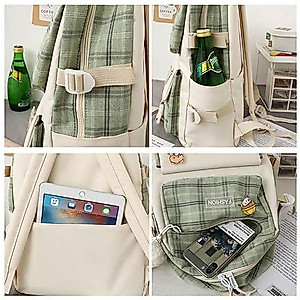 Homruis 5pcs Cute Backpack Kawaii Backpack Big Capacity School Backpack Handbag Messenger Bag with Pendant Bear for Girls