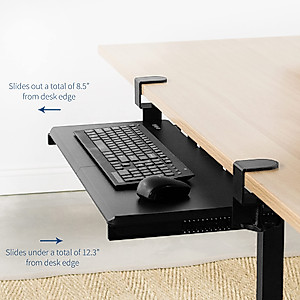 VIVO Dual 13 to 27 inch LCD Monitor Mount and Under Desk C-clamp 27 x 11 Keyboard Tray Kit, Heavy Duty, Fully Adjustable Stand and Slide-Out Platform (Bundle)