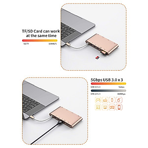 USB C Hub Multiport Adapter, CableCreation 10 in 1 Portable Dongle with 4K HDMI, VGA, RJ45 Ethernet, 3 USB 3.0, TF/SD Card Slot, 3.5mm Audio and USB C 60W PD for MacBook Pro/Air 2020, iPad Pro 2021