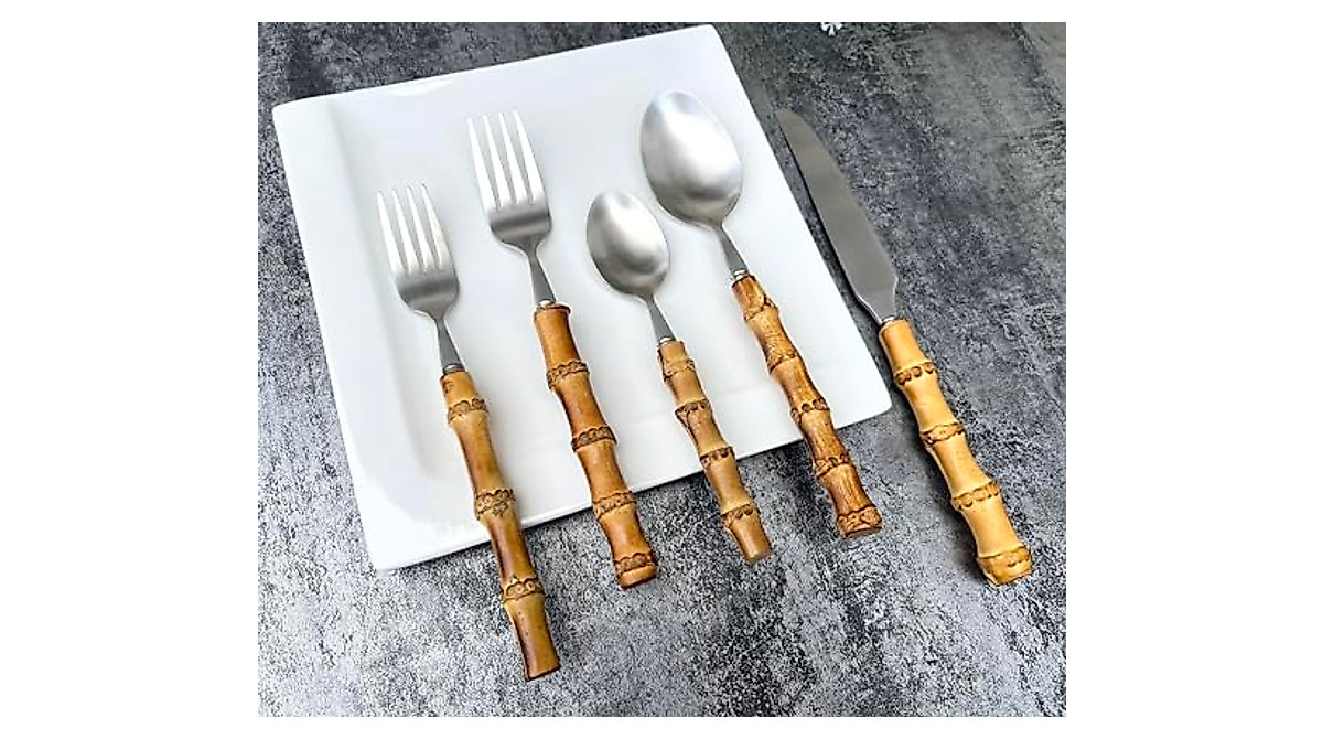 Nature Bamboo Handle Flatware Set - Eco-Friendly Silverware