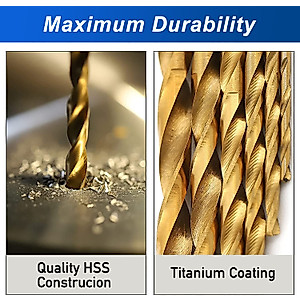 60 Pcs Titanium Twist Drill Bit Set Mini Micro Drill Bit Set 3/64"-1/8" Metal, High Speed Steel, Aluminum Alloy,Micro Drill Bit for Wood, Plastic Wood Drill Bit Sets