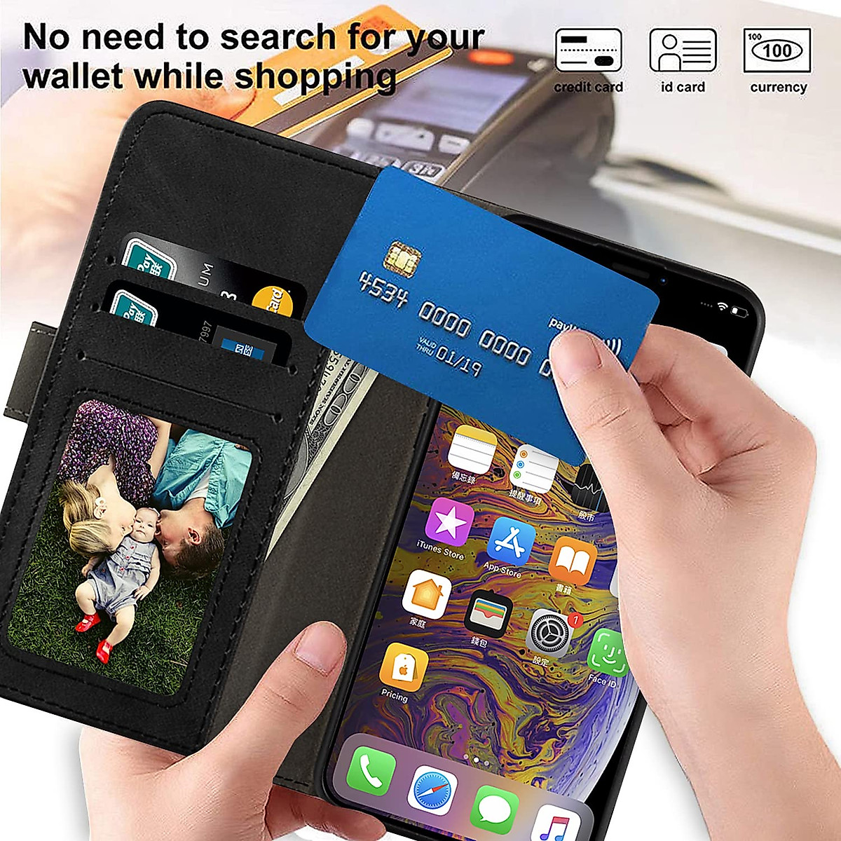 MILEGAO Case for AGM Glory Qualcomm 5G, Magnetic PU Leather Wallet-Style Business Phone Case,Fashion Flip Case with Card Slot and Kickstand for AGM Glory Pro 5G 6.53 inches-Black