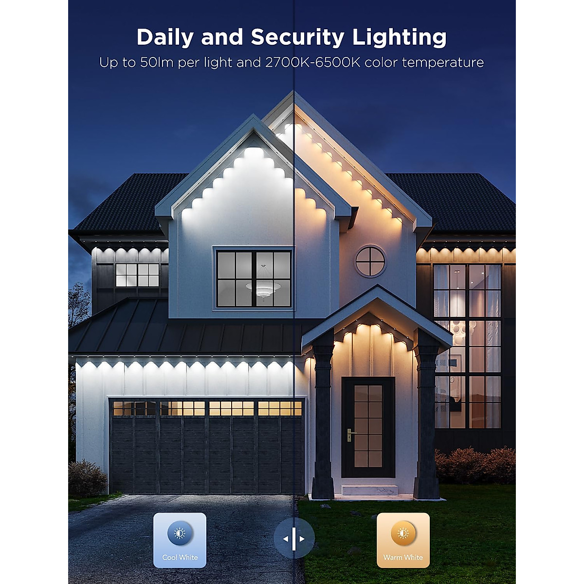 Govee Permanent Outdoor Lights Pro, 100ft with 60 RGBIC LED Lights for Daily and Accent Lighting, 75 Scene Modes, IP67 Waterproof, Works with Alexa, Google Assistant, Matter, White