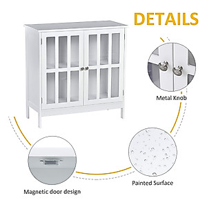 kleankin Sideboard Buffet, Storage Cabinet with 2 Doors, Credenza for Multifunction in Kitchen, Console, Living Room, White