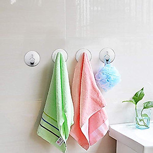 Adhesive Hooks Heavy Duty Wall Hooks Waterproof Stainless Steel Hooks for Hanging Coat, Hat,Towel Robe Hook Rack Wall Mount- Bathroom and Bedroom(Round)-4 Packs