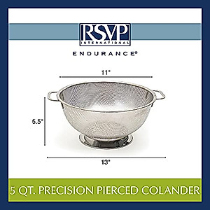 RSVP International International Endurance Stainless Steel Precision Pierced Colander, 5-Quart (Punch-5)