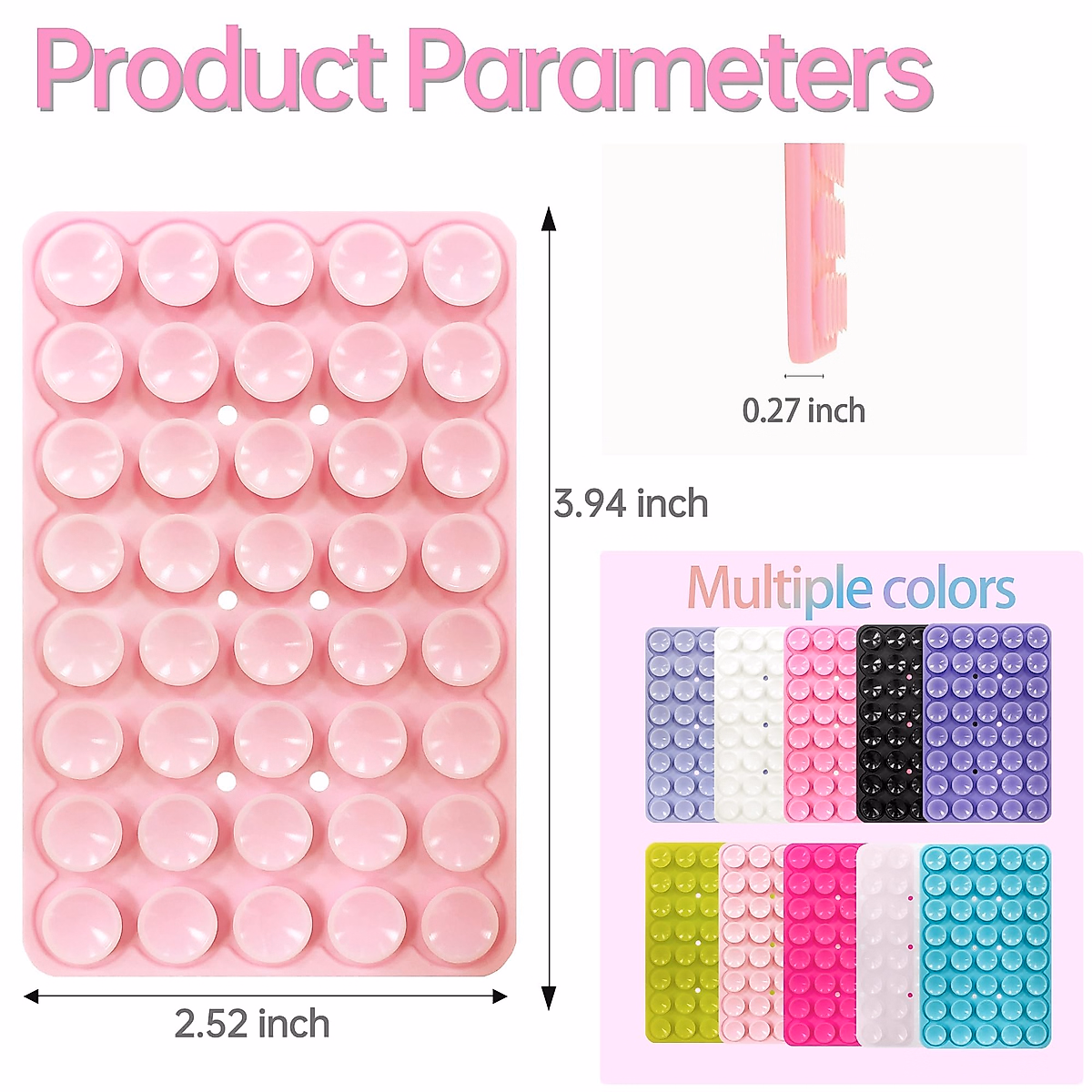 Yojaro Silicone Suction Cup Phone Case Mount Double Sided, Phone Accessories Hands-Free Strong Grip Holder for Selfies and Videos, Silicon Phone Stand for iPhone and Android Light Pink