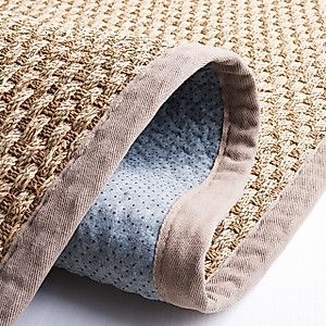 SAFAVIEH Natural Fiber Collection X-Large Area Rug - 11' x 15', Natural & Grey, Border Basketweave Seagrass Design, Easy Care, Ideal for High Traffic Areas in Living Room, Bedroom (NF114P)