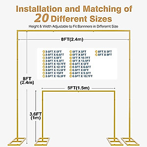 Wokceer 8x8FT Backdrop Stand Heavy Duty Pipe and Drape Kit with Base, Square Adjustable Backdrop Stand for Wedding Birthday Party Photo Booth Background Photography Exhibition Decoration