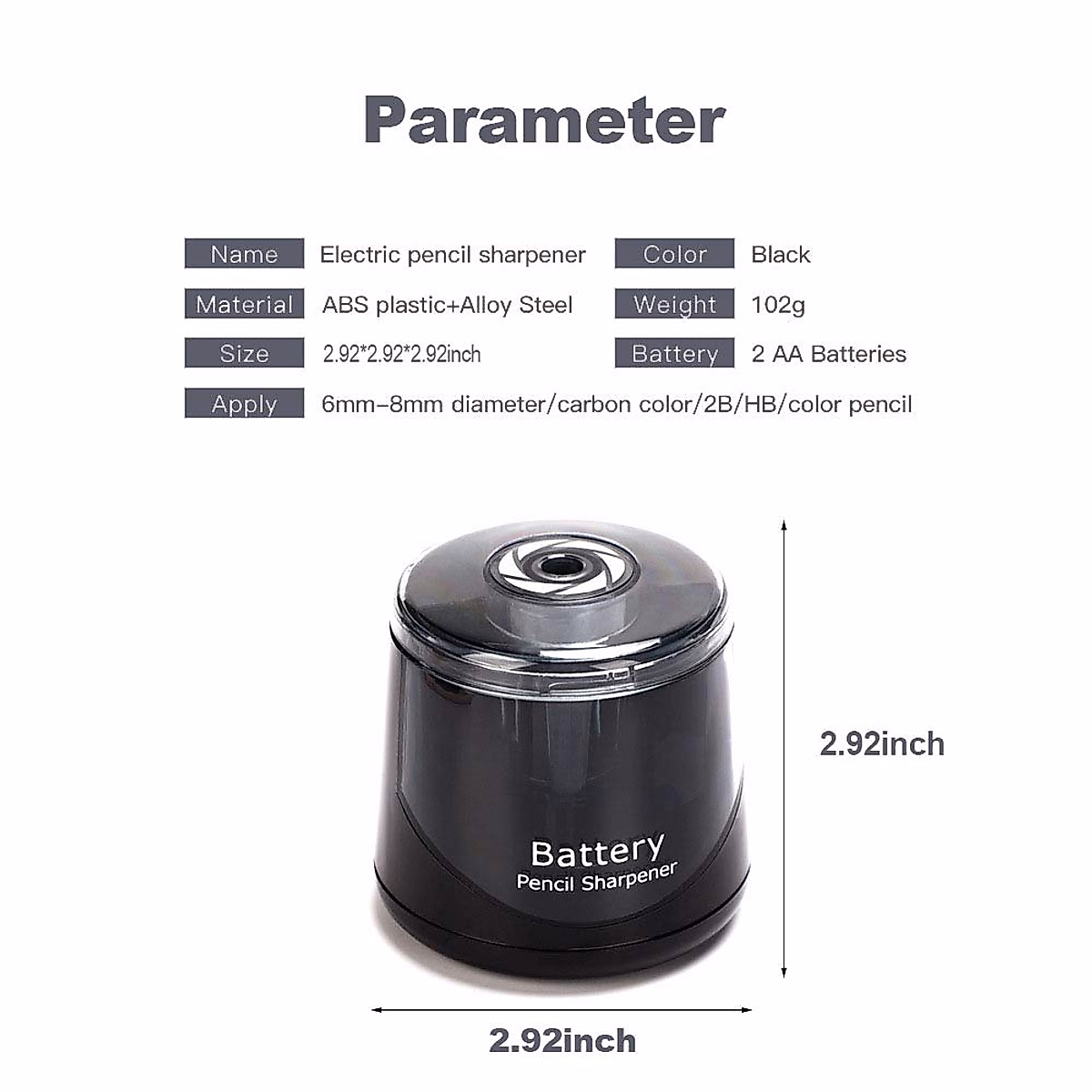 Pencil Sharpeners Electric Pencil Sharpener, Battery Operated Pencil Sharpener for Kids Artists Adults, Automatic Sharpen for 2B/HB/Colored Pencils, Portable Pencil Sharpener for Classroom Office Home