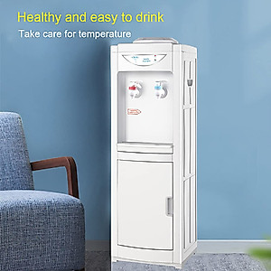 Top Loading Water Cooler Dispenser, Vertical Electric Hot & Cold Water Dispenser with Storage Cabinet, Hold 3 or 5 Gallon Bottle, Child Safety Lock for Home Office