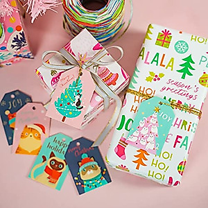 MAYPLUSS Christmas Wrapping Paper Large Sheet - Folded Flat - 6 Different Pink Design (45.2 sq. ft.ttl.) - 27.5 inch X 39.4 inch Per Sheet