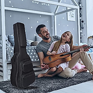 Okllen 41 Inch Acoustic Guitar Case Gig Bag, 0.3 Inch Thick Padding Waterproof Guitar Case with Adjustable Shoulder Strap and Back Hanger Loop, 6 Zipper and Front Pocket, Black