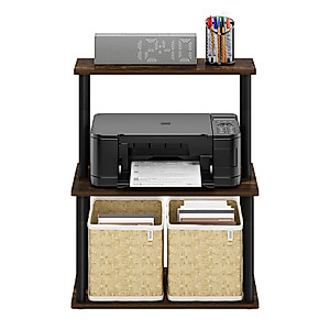 Furinno Turn-N-Tube 3-Tier Toolless Multipurpose Printer Stand Display Storage Shelf, Amber Pine/Black