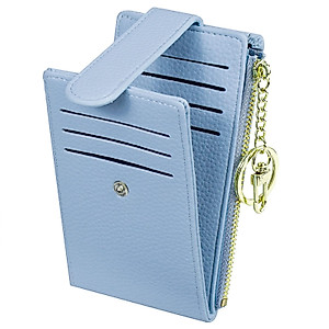 SUMGOGO Womens Small Wallet for Woman Slim Bifold Zipper Card Case Wallets Bling Coin Purse (A-Burgundy)