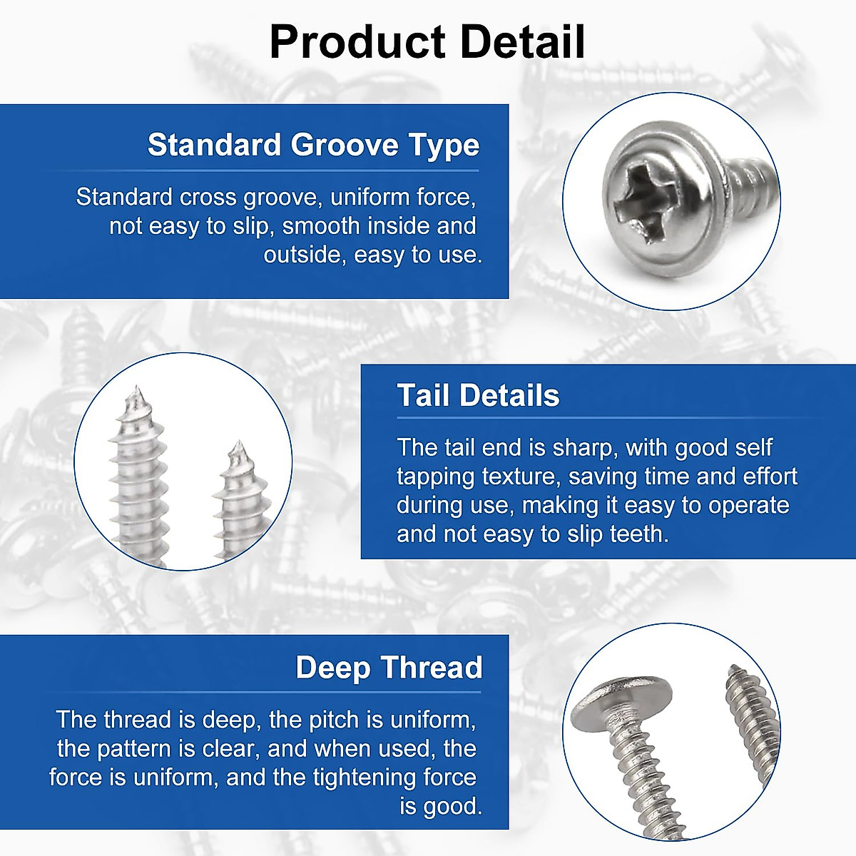 MroMax M2x6mm 304 Stainless Steel Self Tapping Machine Screws Full Threaded Phillips Pan Head with Washer Screw Fasteners Silver Tone 50Pcs