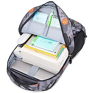 BYPTNF Backpack for Boys Student School Bookbag Kids Heavy Duty Waterproof Durable Multi-Pocket for Elementary Travel Large (A-Grey)