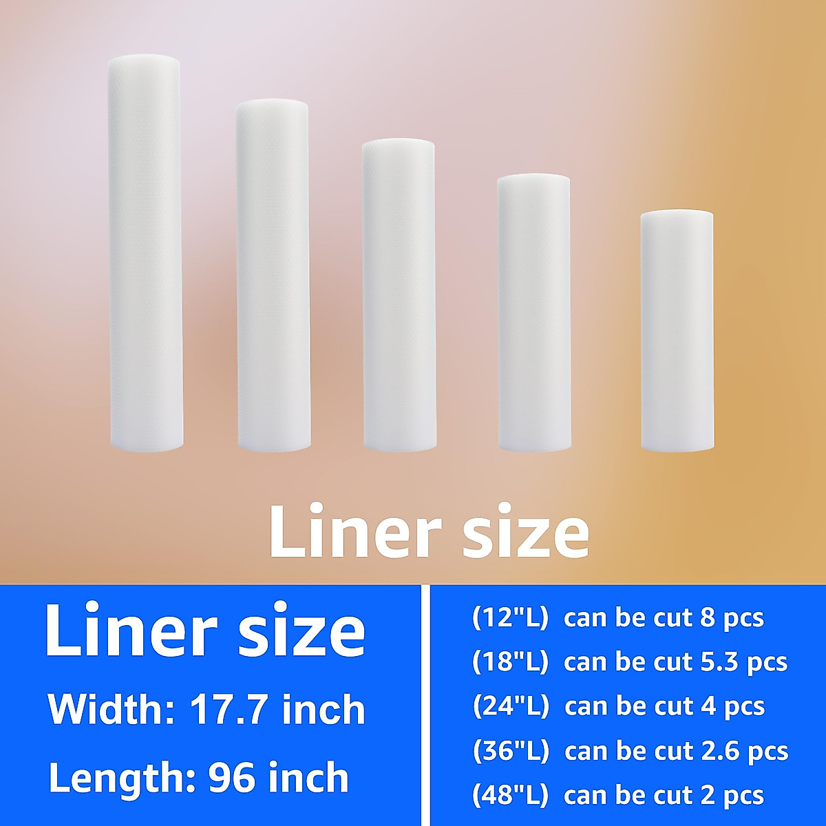 PABUSIOR Shelf Liners for Kitchen Cabinets - Waterproof Cabinet Liner Non-Adhesive, Clear Drawer Liner, Easy to Cut Refrigerator Liners for Shelves, Cupboard, Under Sink (17.7x96 inch)