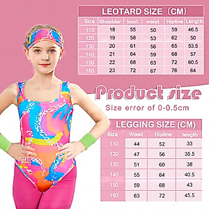 Girls 80s Workout Costume Margot Robbie Movie Cosplay Outfit Halloween Dress Up (Pink, 130)