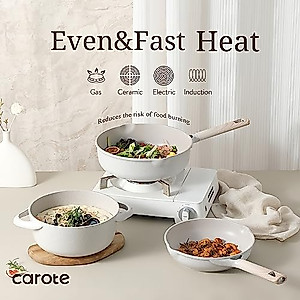 CAROTE Nonstick Frying Pan Non-Stick Skillet, Granite Fry Pan Egg Omelet Pans, Stone Cookware Chef's Pan, PFOA Free, 9.5''