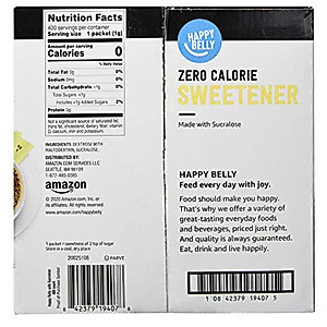 Amazon Brand - Happy Belly Zero Calorie Yellow Sucralose Sweetener Powder, 400 Packets, 14.1 ounce (Pack of 1)