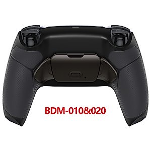 eXtremeRate Black Real Metal Buttons (RMB) Version Rise 2.0 Remap Kit for PS5 Controller BDM-010 020 Black Rubberized Grip Back Shell, Upgraded Programable Back Buttons Attachment for PS5 Controller