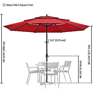 Yescom 11ft 3 Tier UV70+ Push Tilt Patio Umbrella Crank Handle Outdoor Cafe Deck Table Garden Backyard Hotel