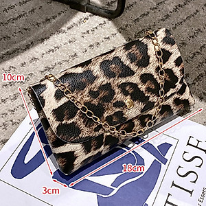 AOXIANG Small Leopard Print PU Leather Crossbody Bag Shoulder Purse Cell Phone Pouch Handbag Waist Bag, Brown, One Size