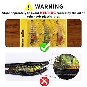 TRUSCEND Pre-Rigged Fishing Jigs, 1:50 Super Durable TPE Bass Fishing Lures, Well-Made Lifelike Soft Shrimp Swimbait, Weedless MarshSwamp Fishing Lure for Trout Crappie Walleye, Keep Separately!