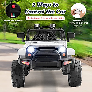 12V Electric Ride On Car for Kids with Remote Control, Storage, LED Lights, MP3 - Costzon