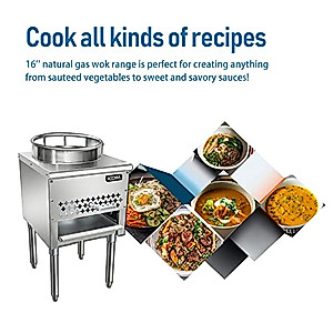 KITMA 16 Inch Wok Range - Natural Gas Range Top Wok, Outdoor Gas Stove Wok Burner, 111,000 BTU