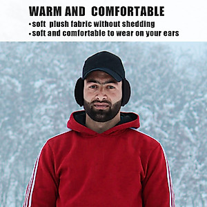 2pcs Winter Earmuffs, Fleece Unisex Foldable Ear Warmers Behind-The-Head Ear Muffs Winter Warm Ear Covers for Cold Weather Winter Outdoor Women Men (Black; Dark Blue)