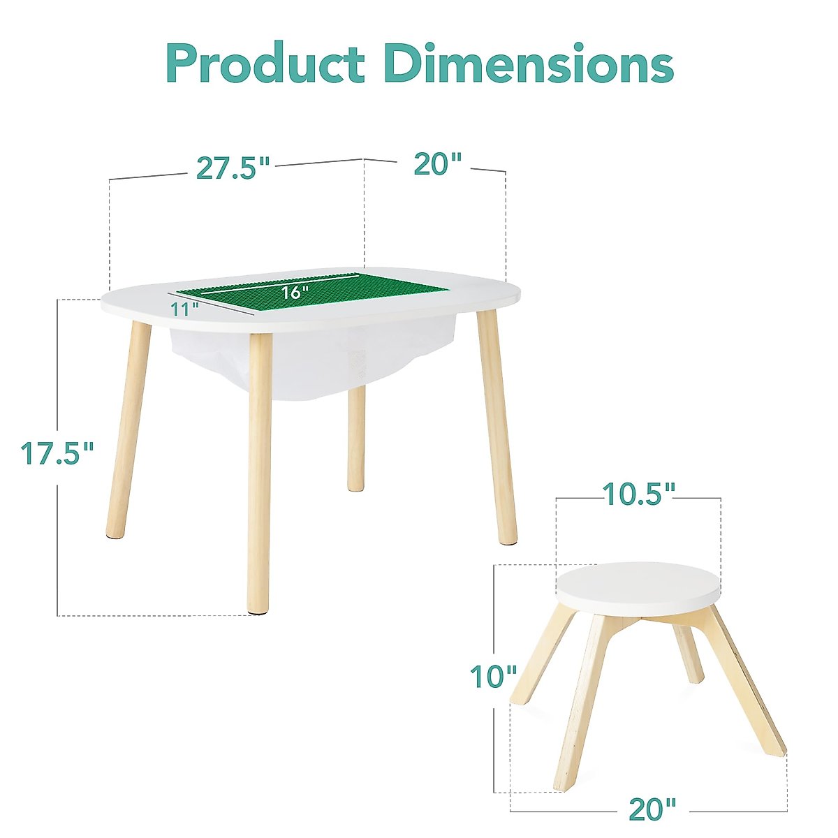 Best Choice Products 2-in-1 Kid's Wooden Building Block Table, Construction Activity Center for Playroom, Child Development w/Reversible Tabletop, 2 Stools, Storage Compartment