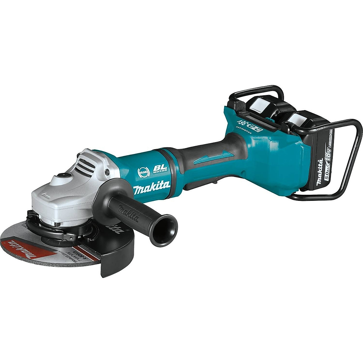 Makita XAG12PT1 5.0Ah 18V X2 LXT Lithium-Ion 36V Brushless Cordless 7" Paddle Switch Cut-Off/Angle Grinder Kit, with Electric Brake , Blue