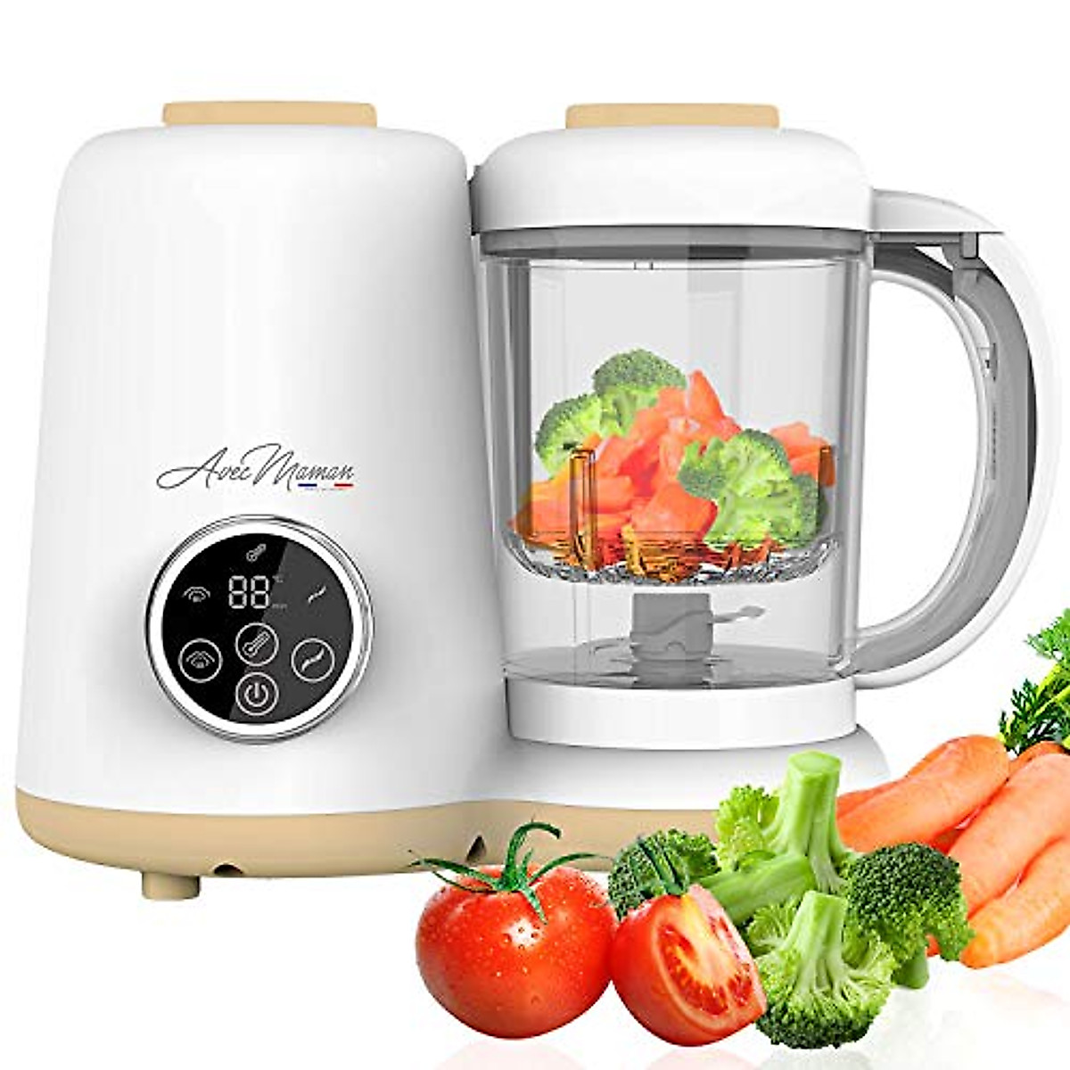 Avec Maman - Baby Chef 4-in-1 Food Processor for Babies - NEW 2023 - Steamer - Blender - Bottle Warmer - Jar Warmer - Multifunctional Baby Food Maker - BPA-Free & Certified Safe