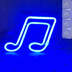 VIFULIN Music Note Neon Signs Blue LED Neon Light USB or Battery Operated Music Note LED Neon Light Signs Tik Tok LED Night Light for Bedroom Wall Decor Living Room Bar Party Wedding Christmas(Blue)